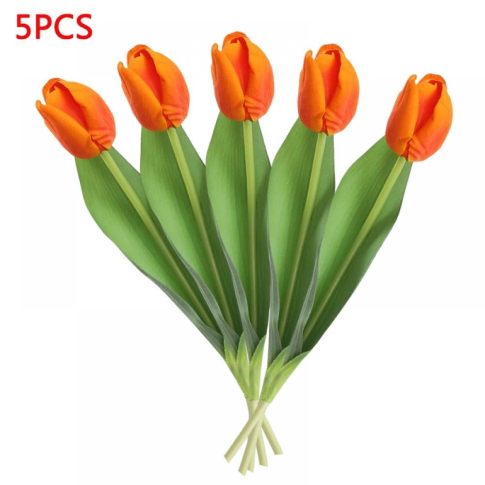 5 Pcs Tulips Artificial Flowers Real Touch Fake Tulips Fake Flowers for ...