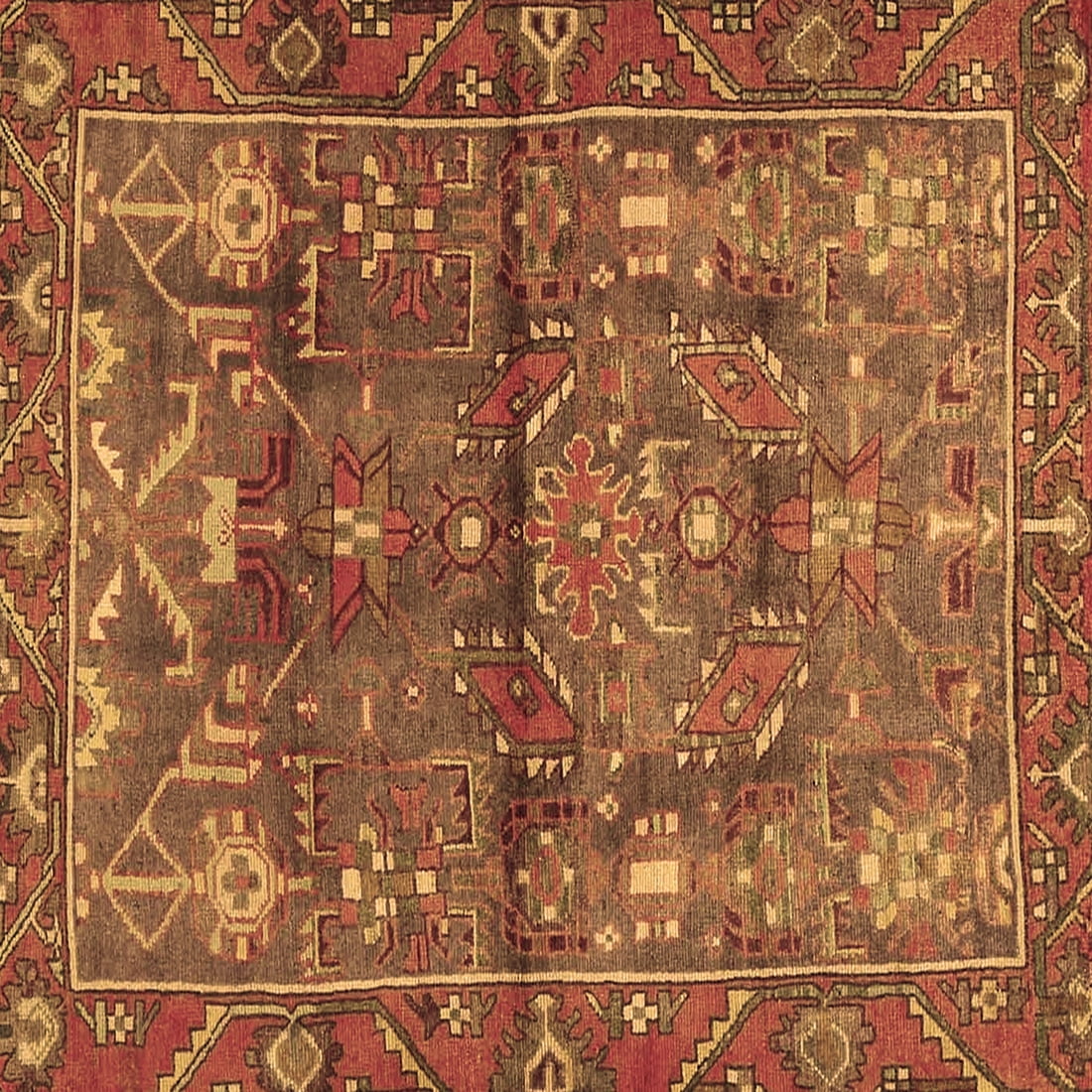 Ahgly Company Indoor Square Persian Brown Traditional Area Rugs, 3 ...