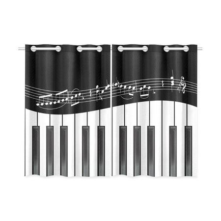 YUSDECOR Piano And Keyboard Window Curtains Kitchen Curtain Room ...
