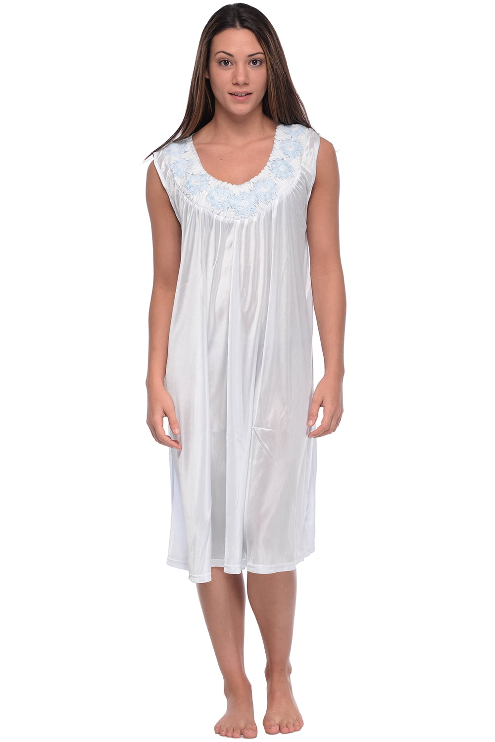 Casual Nights Women's Sleeveless Flower Satin Nightgown - Walmart.com