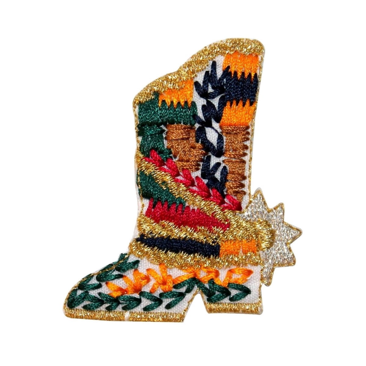 ID 1355 Festive Mexican Boot Patch Cowboy Spurs Embroidered Iron On ...