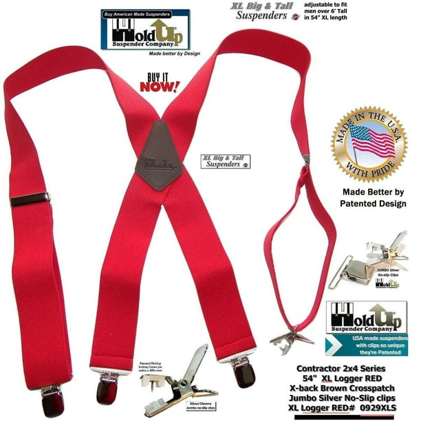 Holdup Suspender - Hold-Ups XL Logger Red Suspenders 2" wide X-back ...