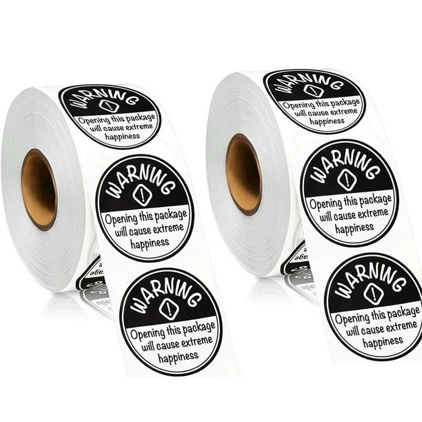 2 rolls of 1000 sheets of extreme happiness stickers, warning labels ...