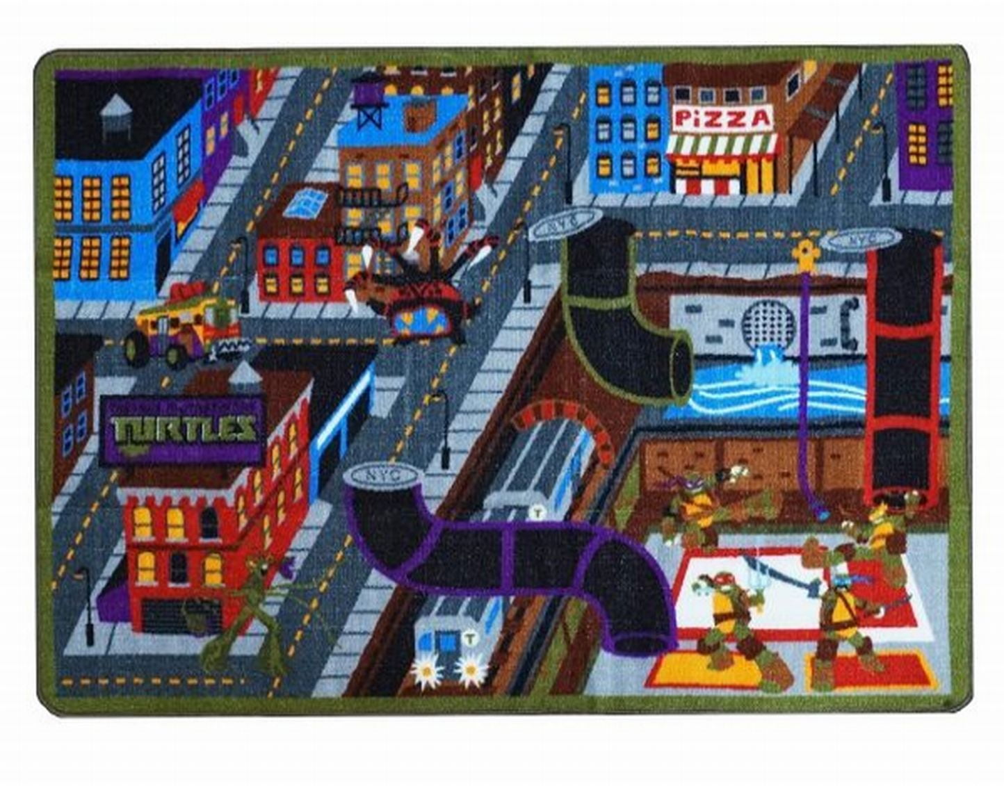 Nickelodeon Ninja Turtles Rug TMNT Game w/ Disk Launcher + 4 Standees ...