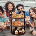 4 Pcs Wooden Pizza Stands Tiered Serving Tray Stand with 3 Pizza ...