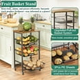 4-Tier Small Kitchen Storage Cart on Wheels, Metal Fruit Basket Stand ...