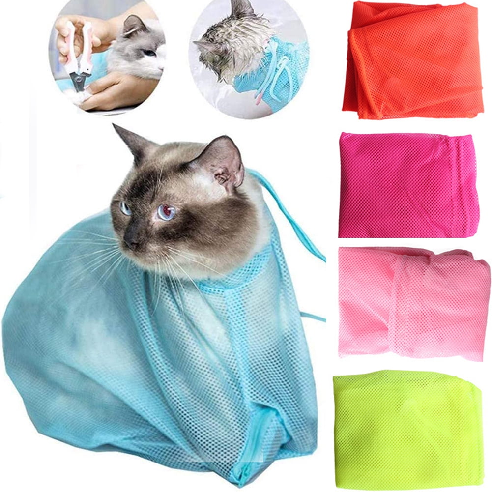 Cheers.US Zipper Breathable Mesh Cats Grooming Bathing Washing Nail ...