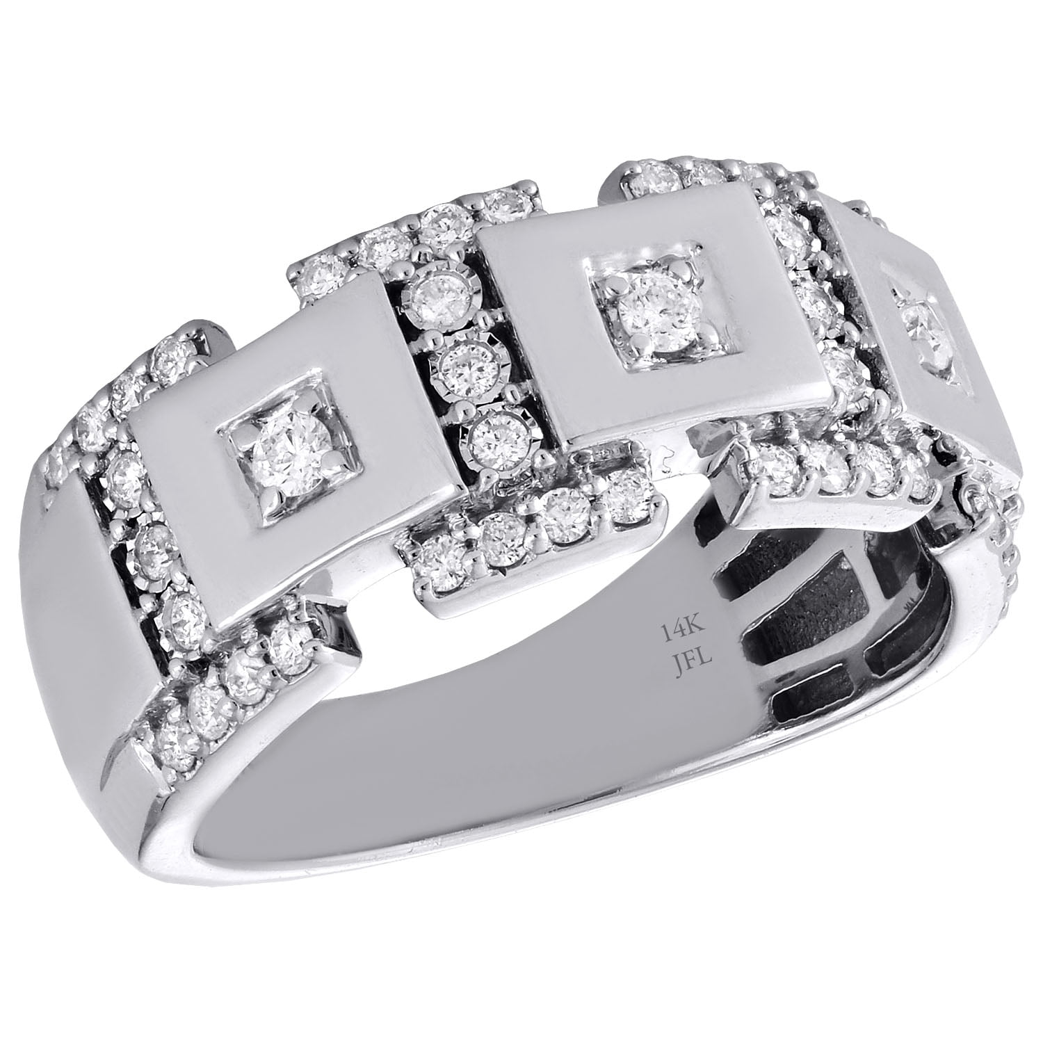 JFL Diamonds & Timepieces - 14K White Gold Mens Round Diamond Wedding ...