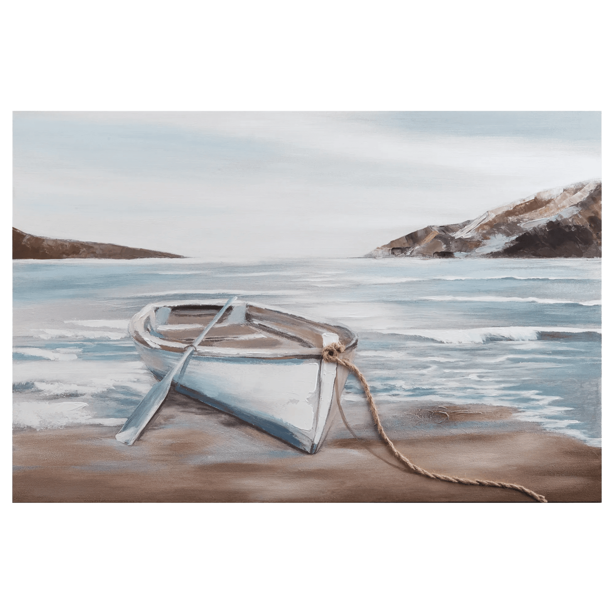 Click here for Bouclair Blue Canoe On The Shore Oil Painted Canva... prices