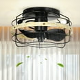 DWVO 15’’ Low Profile Caged Ceiling Fans with Lights and Remote Control ...