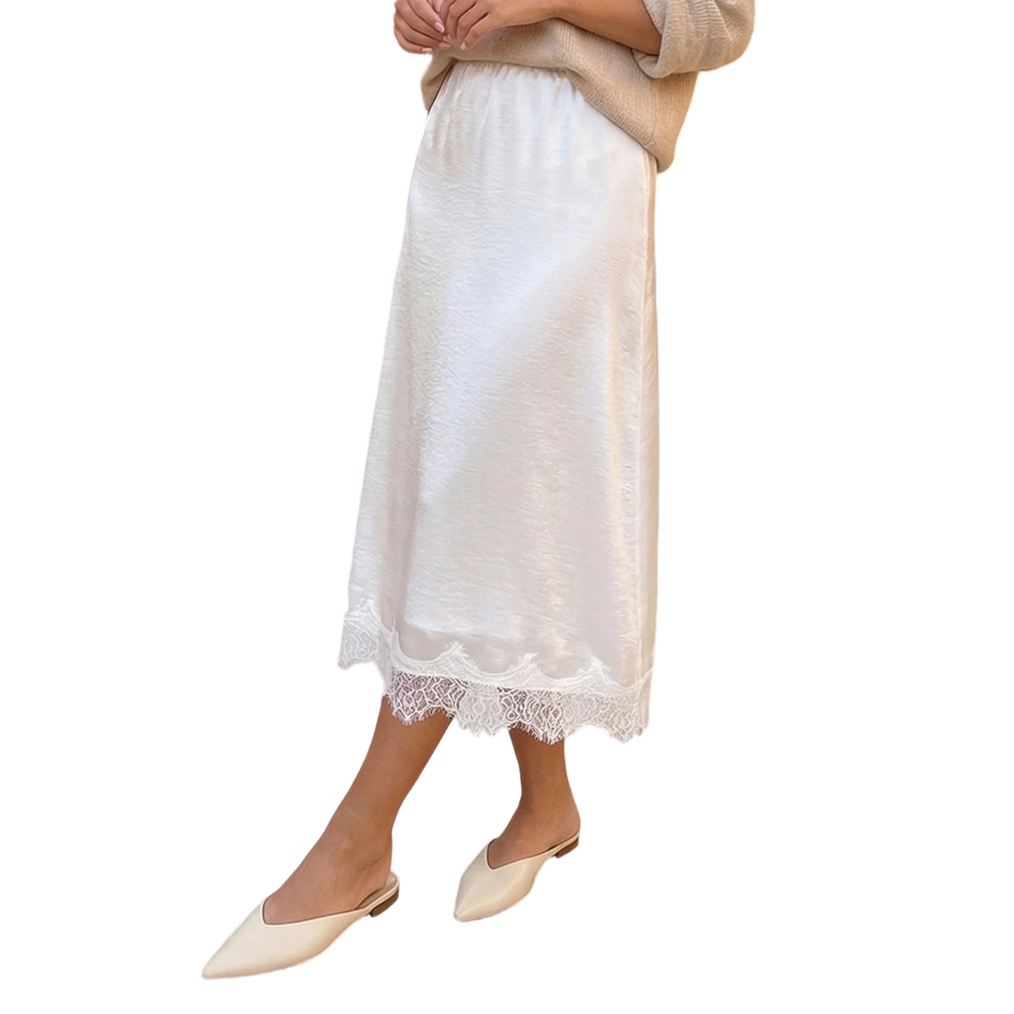 Click here for Gupgi Women Satin Midi Skirts Casual Elegant Lace... prices