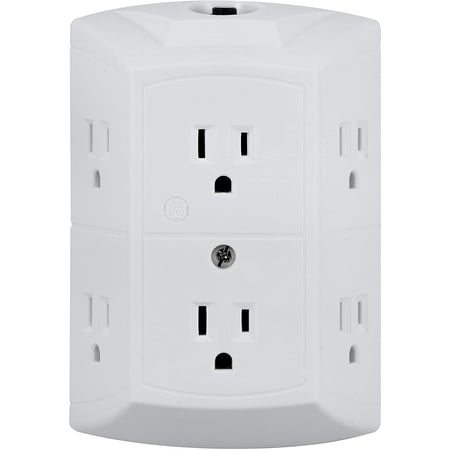 GE 6-Outlet Wall Tap, Reset Button, Circuit Breaker, Power Outlet ...