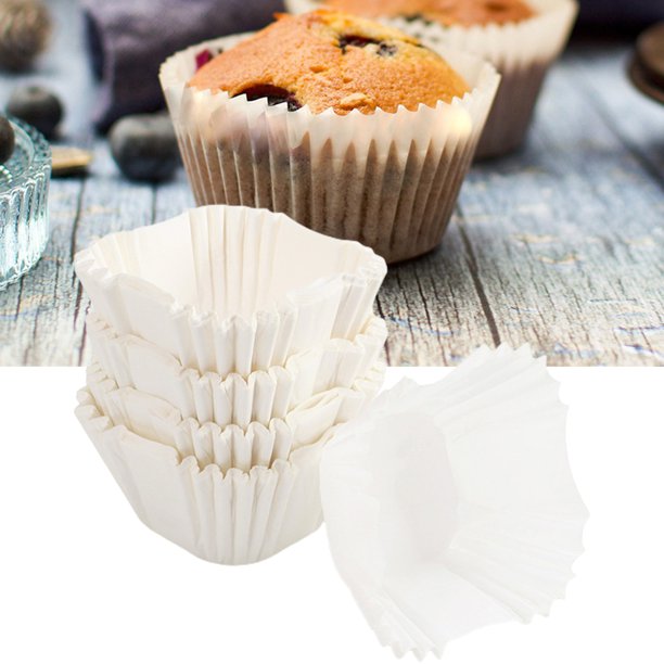 Bobasndm 100 Count White Cupcake Liners, Square Baking Cups for Baking ...