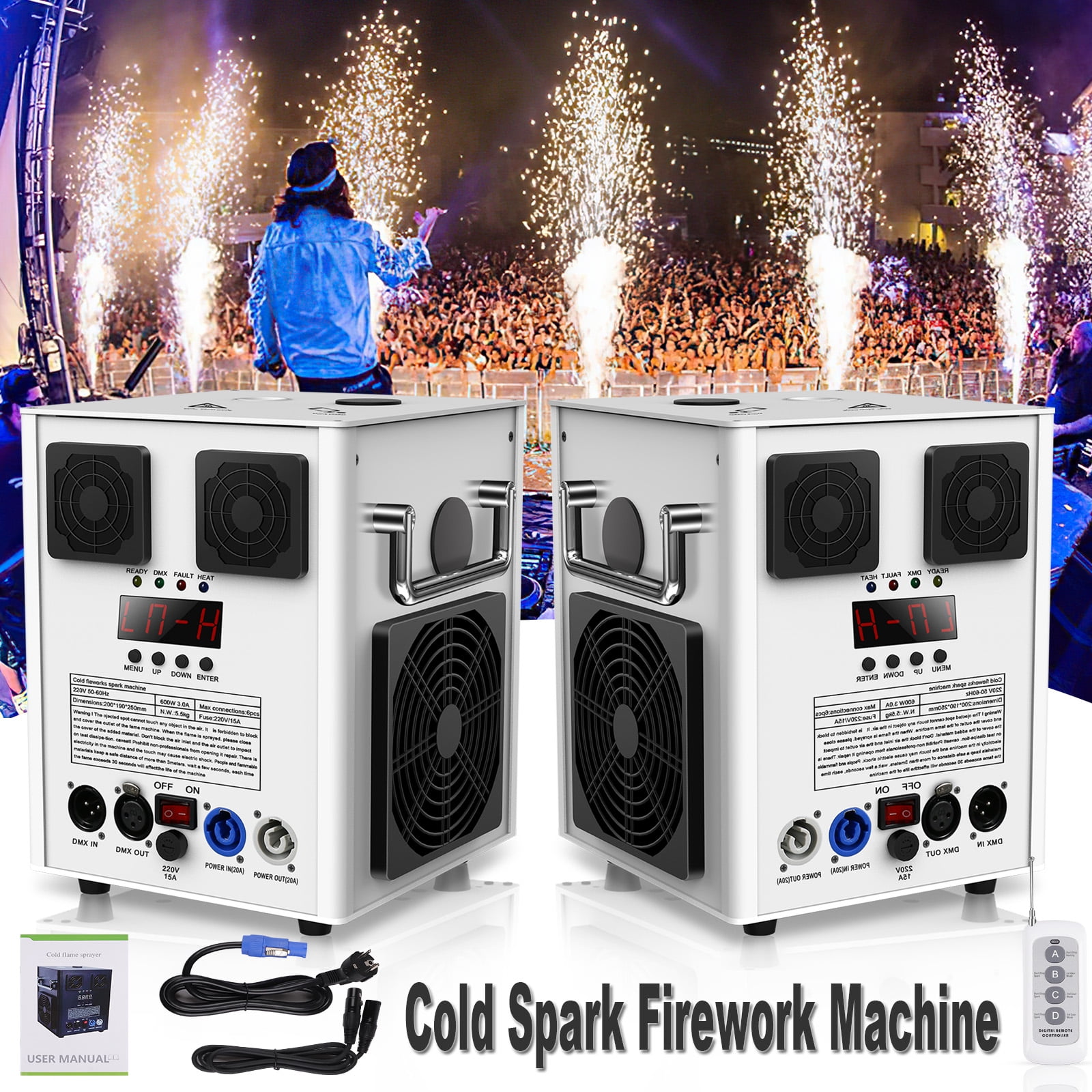 2Pack Cold Spark Firework Machine 3-16FT Stage Equipment Special Effect ...