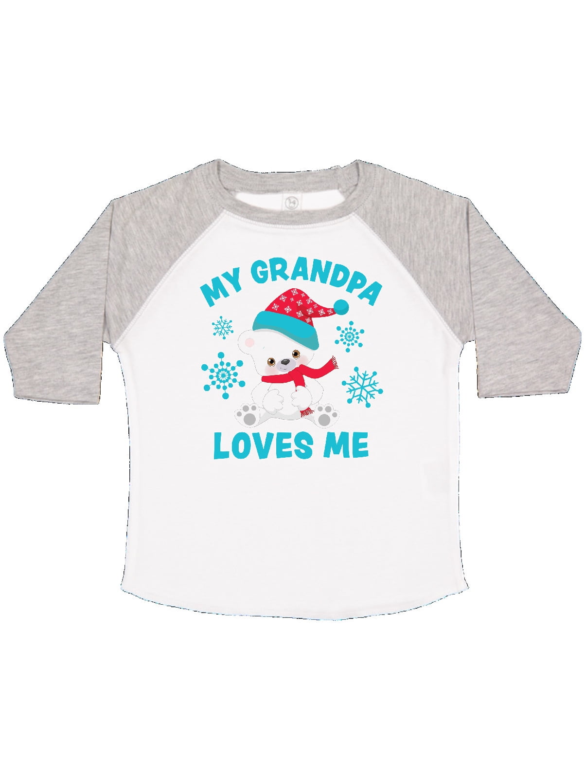 Inktastic Polar Bear My Grandpa Loves Me In Santa Hat With Snowflakes
