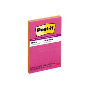 Post-it Super Sticky Notes, 3 in x 3 in, 5 Pads, 2x the Sticking Power ...