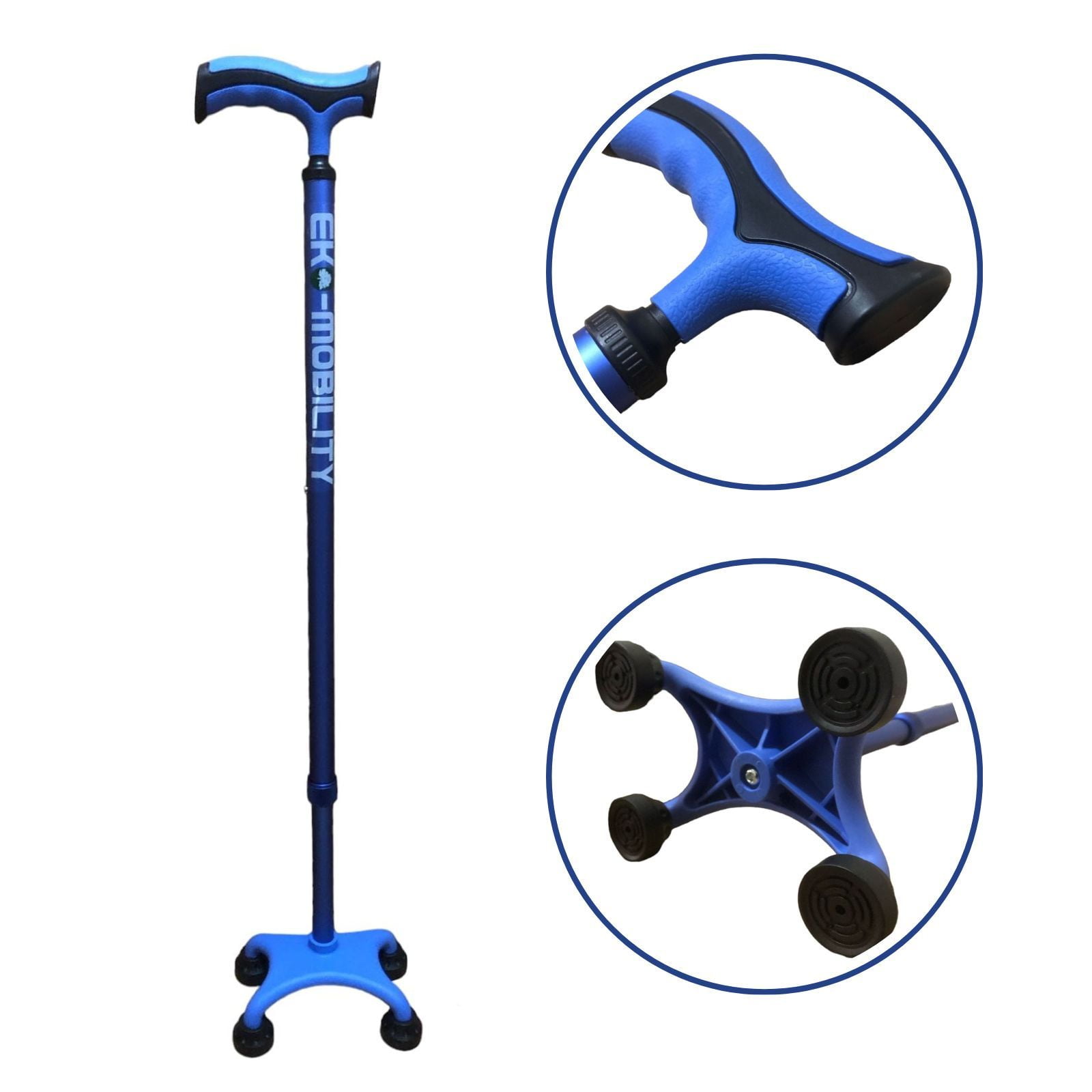 Baston 4 apoyos Eko-Mobility de aluminio Ajustable Ultraligero azul | Walmart en línea