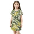 BZSMCE Short Sleeve dress Dress Casual Cotton Dresses-Green Flowers Of ...