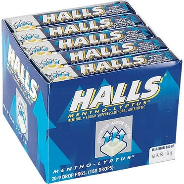 Halls Cough Drops, Extra Strong, Menthol, 9 Ct (Box of 20) - Walmart.com