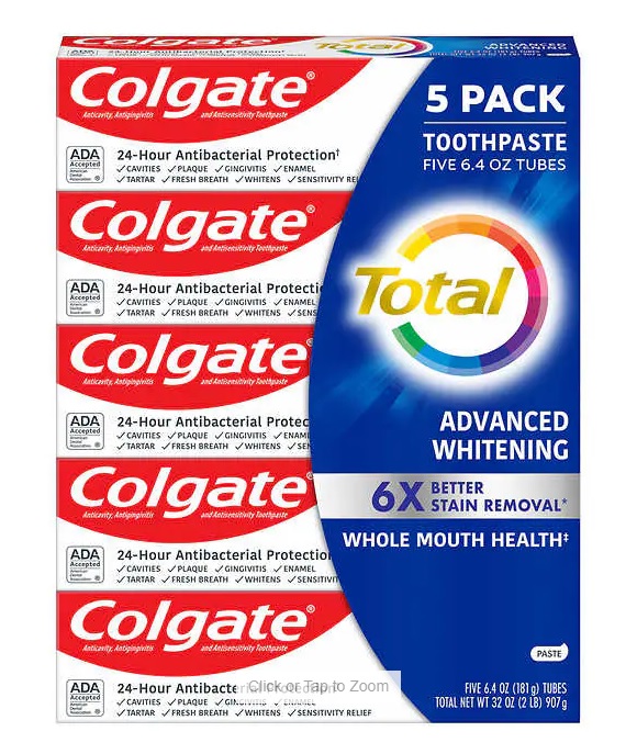 Colgate Total Advanced Whitening Toothpaste, 6.4 oz, 5-pack - Walmart.com