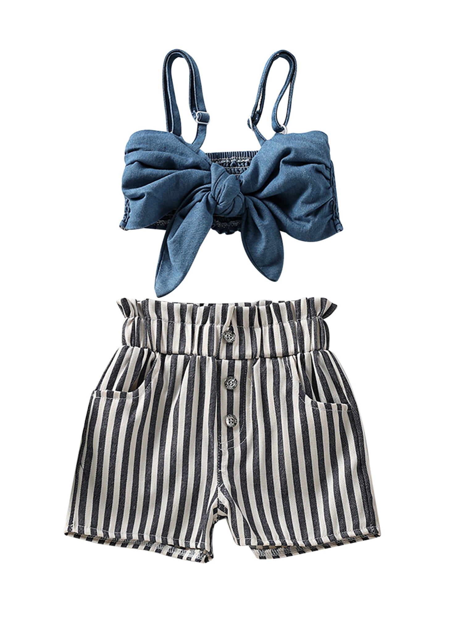 Seyurigaoka Kid Girl Short Pants Outfits, Sleeveless Solid Color ...