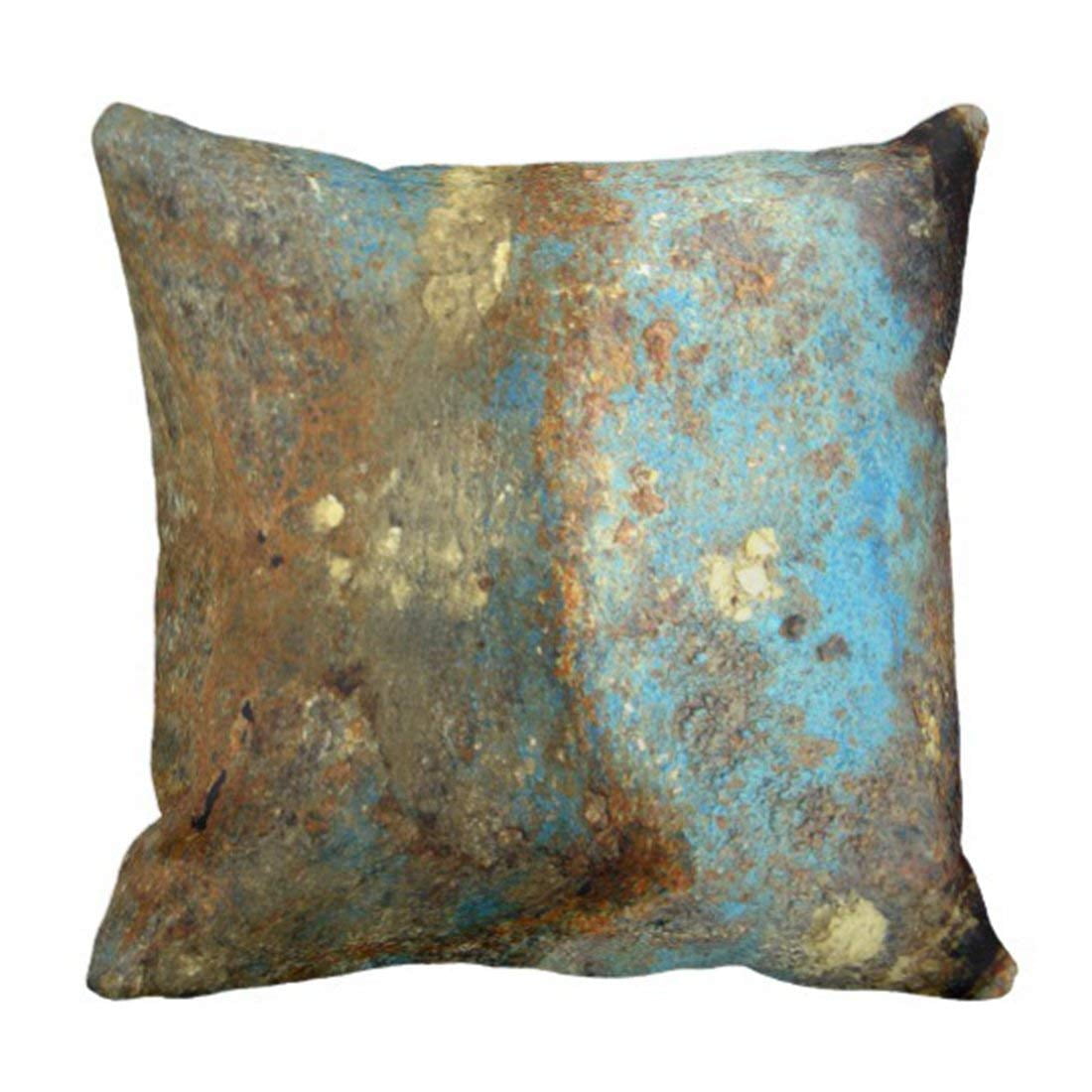 ARTJIA Metal Rusted Steel Plate Blue Brown Texture Pillowcase Pillow ...