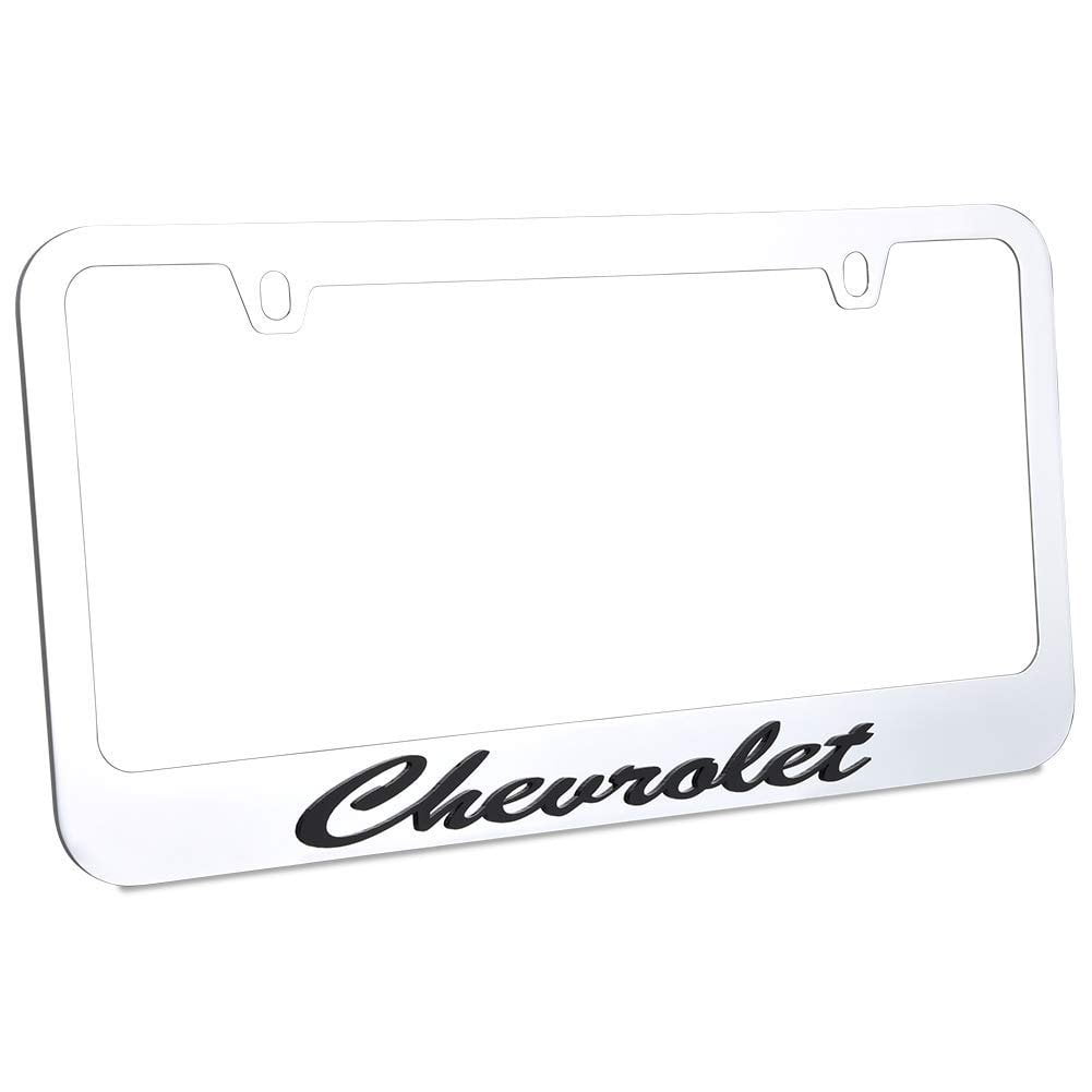 Chevrolet License Plate Frame - Chrome with Black Script - Walmart.com