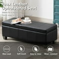 Black Faux Leather Ottoman with Storage, Rectangular Extra Long Storage ...