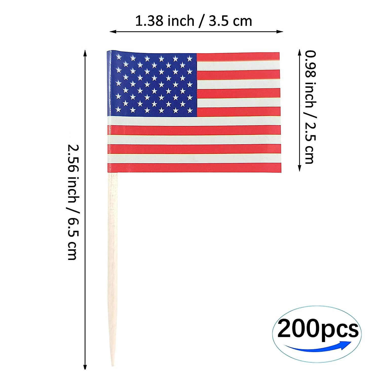 200pcs Usa American Flag Toothpicks American Flags Cupcake Toppers ...