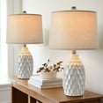 Oneach Modern White Ceramic Table Lamps Set of 2, 21.5" Bedside ...