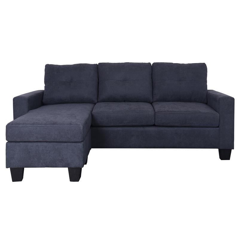Titanic Furniture Ziva Sofa/Chaise in Dark Gray Fabric with Fluffy Back ...