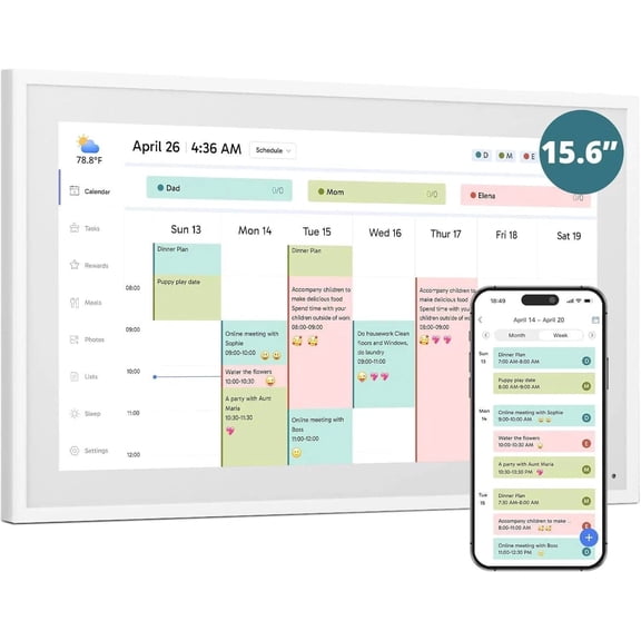 EKASN Digital Calendar, 15.6" Chore Chart Wall Planner, 1080P FHD ...
