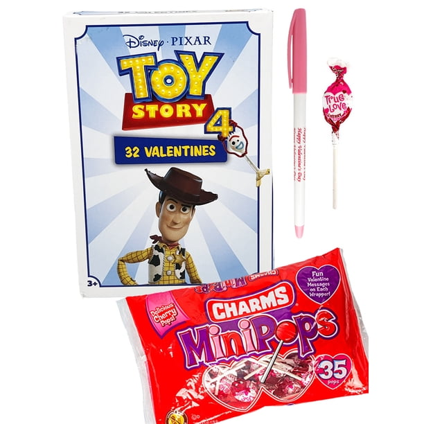 32 Toy Story 4 Valentine Classroom Exchange Cards For Kids, Charms Mini ...