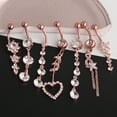 Designice 7Pcs Belly Button Ring 14G Long Belly Rings Dangle Belly ...