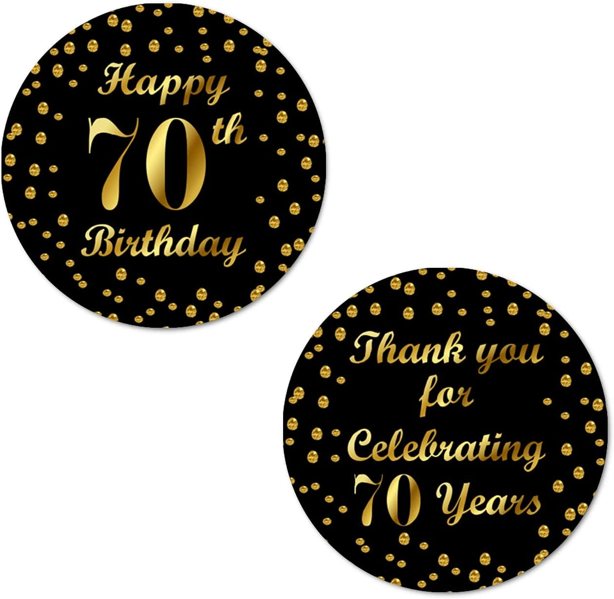 70th Birthday Round 2 Inch Big Glossy Stickers, Thank You for ...
