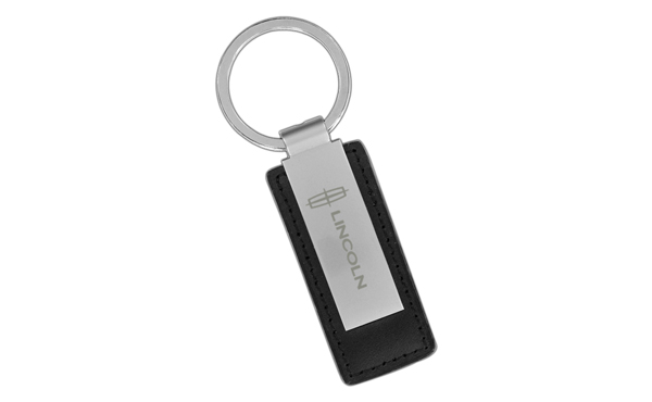 Lincoln Black Leather & Metal Rectangular Key Chain Keychain Fob ...