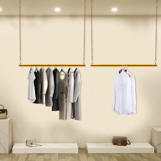 2Pcs 90cm Clothes Metal Chain Rack Hanging Clothing Garment Display ...