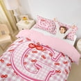Catabedysis Pink Gingham Print Duvet Cover Queen,Cute Cherry Bow ...