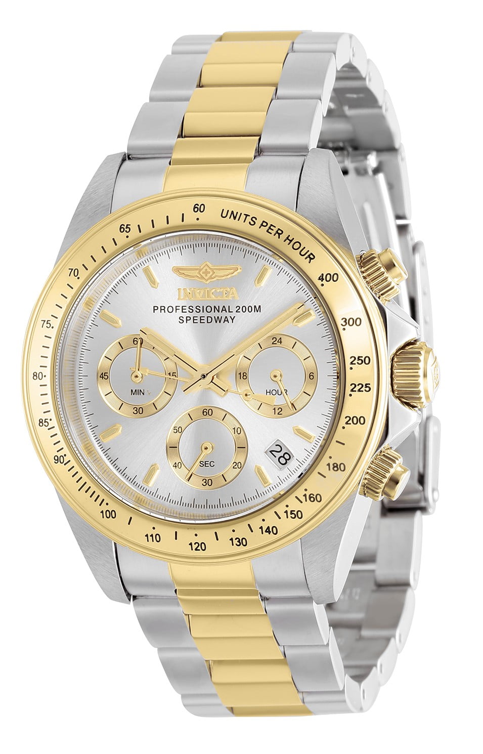 Invicta Speedway Men 39.5mm Stainless Steel Gold + Steel Silver dial ...