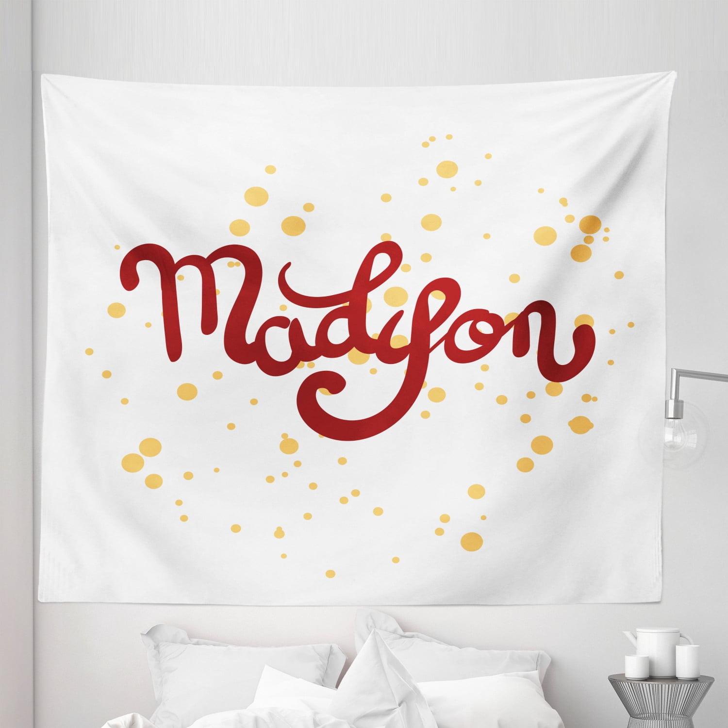 Madison Tapestry, Modern Calligraphy Design Hand Drawn Cursive Letters ...