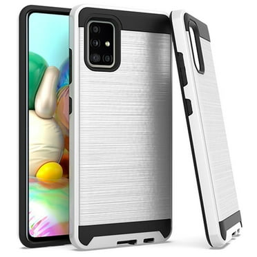 For Samsung Galaxy A71 5G / SM-A716 Dual layer Metal Brushed Shockproof Armor Hybrid Case Cover ...