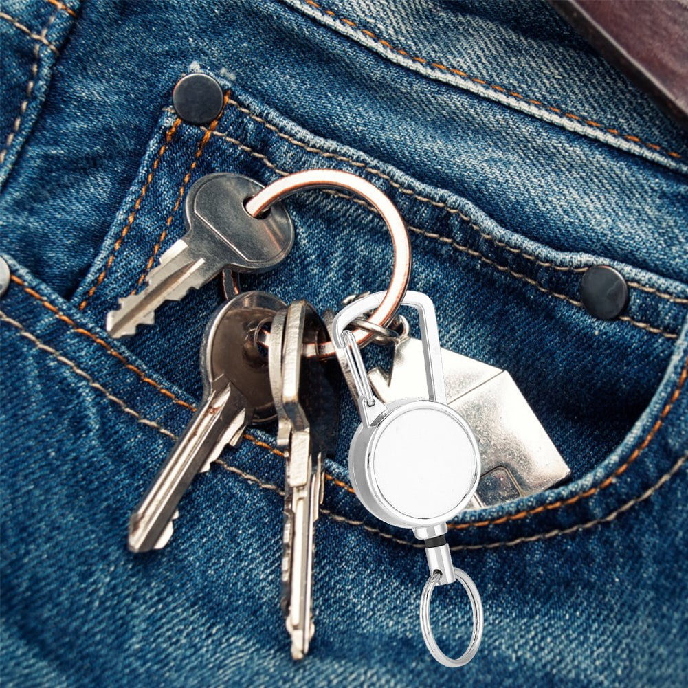Retractable Keyring, 2.5cm Diameter Sturdy High Resilience Retractable ...
