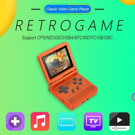 Powkiddy V90 Retro Flip Handheld Game Player 3.0 Inch Ips Handheld Con ...
