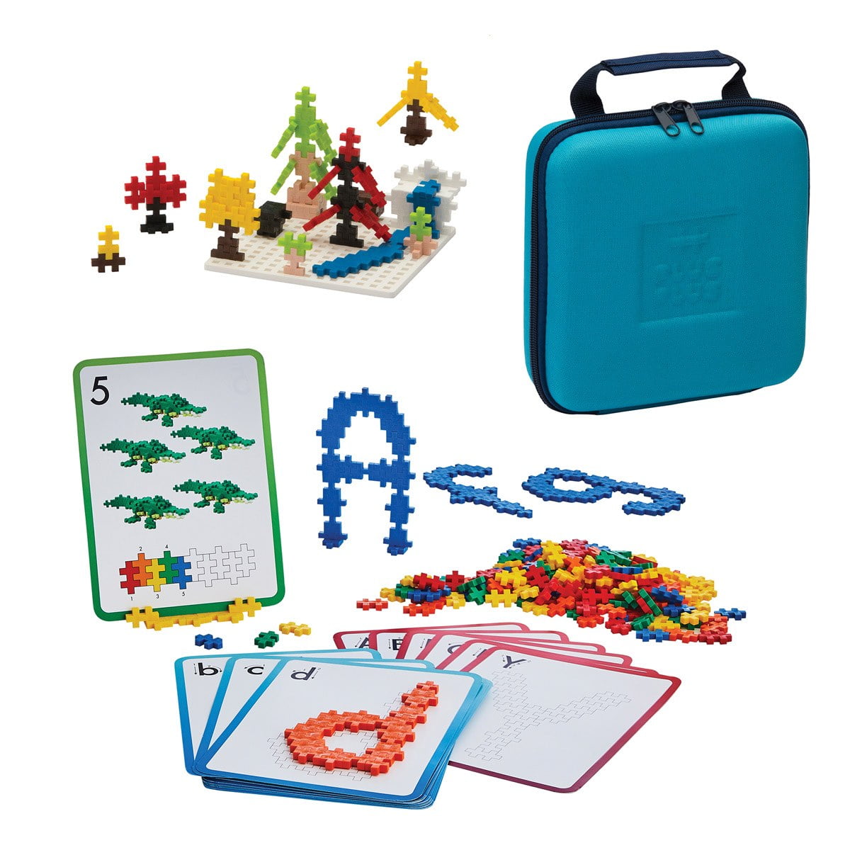 Plus-Plus Travel Case & Learn to Build ABC & 123 Set - 500 Pieces ...