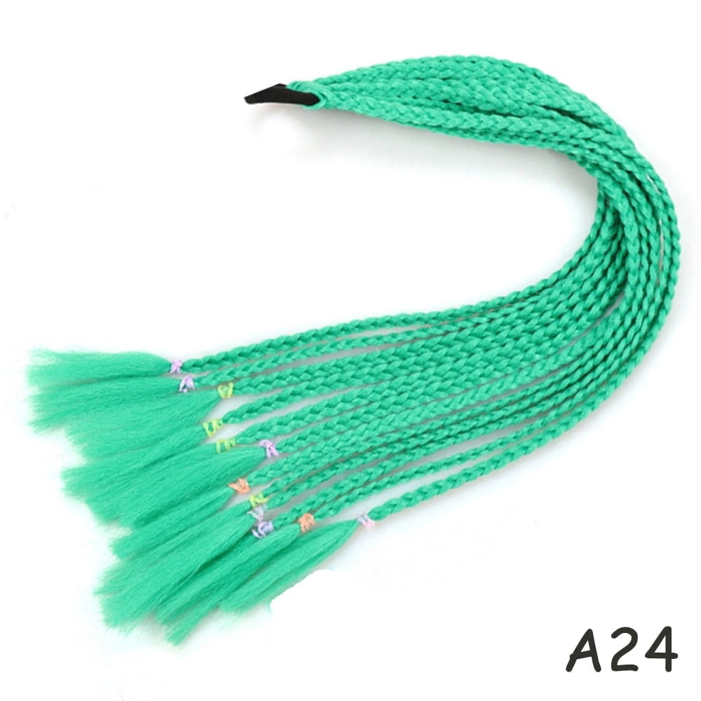 Synthetic Gradient Color Braided Ponytail - 60 CM Elastic Rubber Band ...