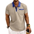 Antinious Men Patchwork Texture Half Button Pockets Collar Short Sleeve ...