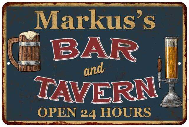 Markus's Green Bar & Tavern Rustic Sign 8 x 12 Matte Finish Metal ...