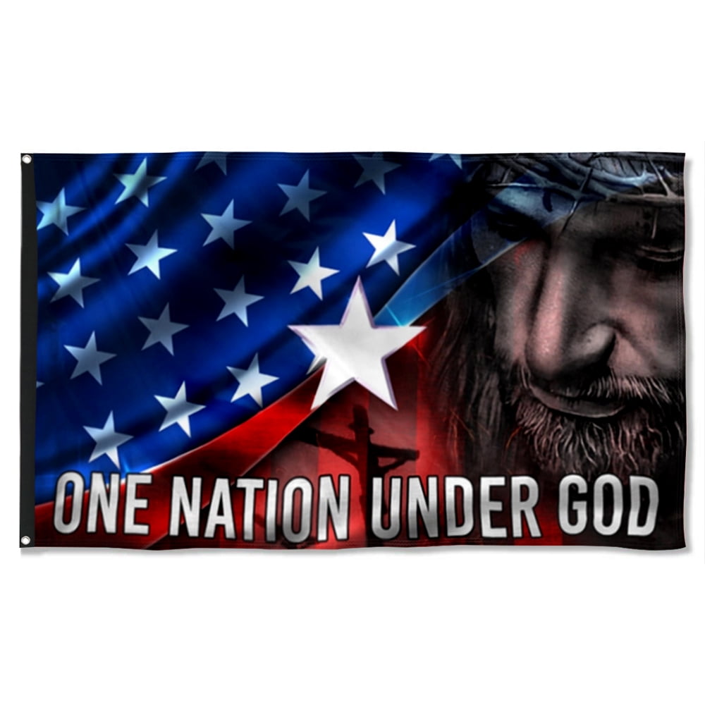 Cayyon Jesus Flag 3x5Feet American Grommet Flag One Nation Under God ...