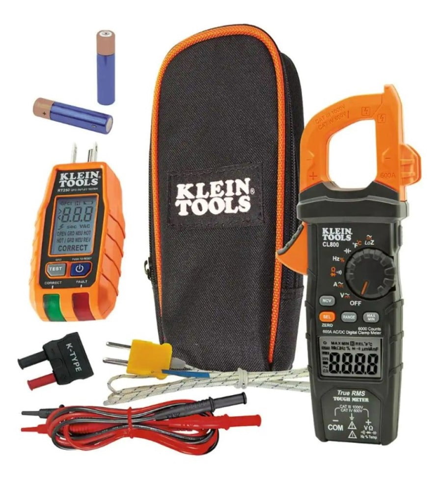 Klein Tools M2O41529KIT Digital Clamp Meter with GFCI Receptable Tester ...