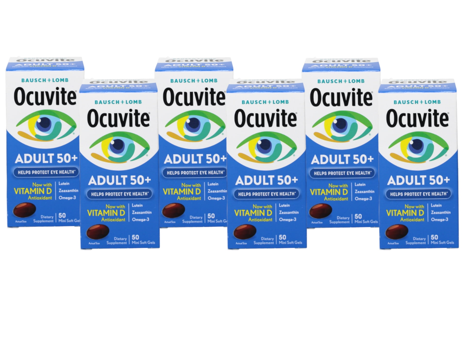 6 Pack Bausch + Lomb Ocuvite Adult 50+ Helps Protect Eye Health, 50 ...